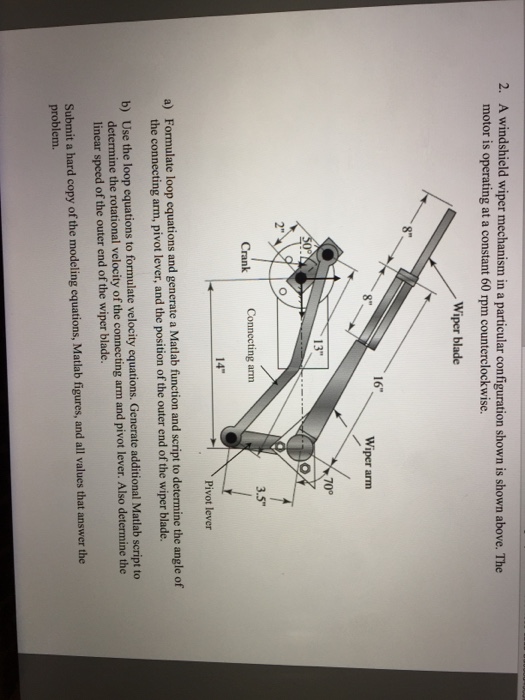 Solved A windshield wiper mechanism in a particular | Chegg.com