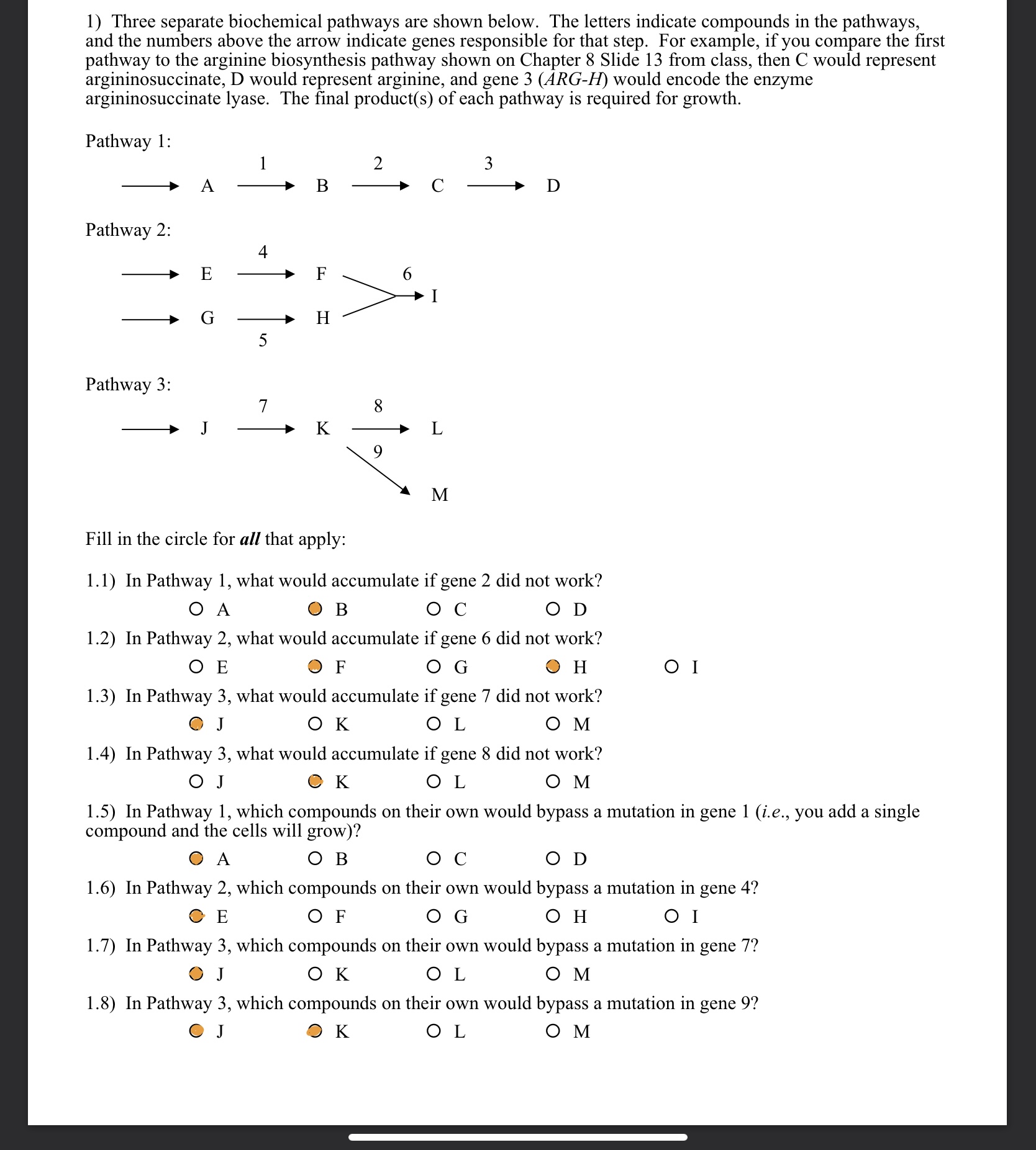 Solved 1) Three separate biochemical pathways are shown | Chegg.com