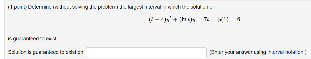 Solved (1 point) Determine (without solving the problem) the | Chegg.com