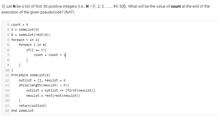 Solved 3) Let N be a list of first 50 positive integers | Chegg.com