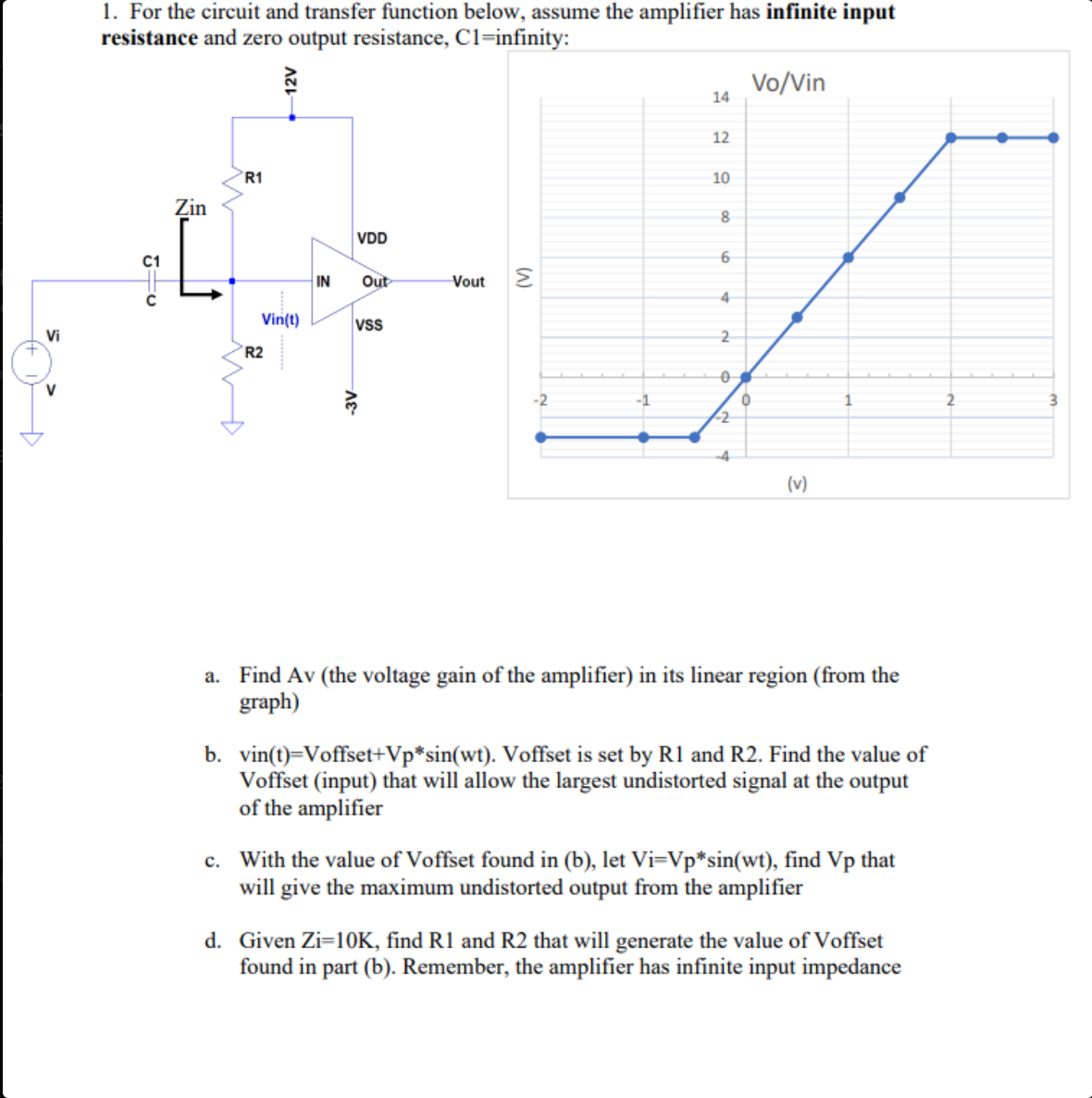 Solved 1. For the circuit and transfer function below, | Chegg.com