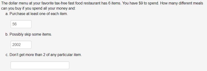 Solved The dollar menu at your favorite tax-free fast food | Chegg.com
