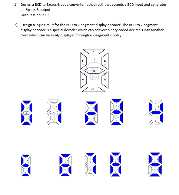 Solved 1) Design a BCD to Excess-3 code converter logic | Chegg.com