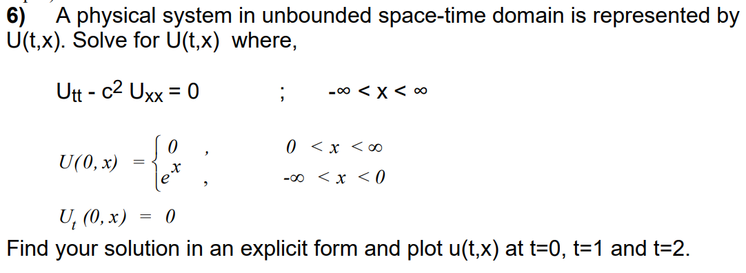 Solved 6) A physical system in unbounded space-time domain | Chegg.com