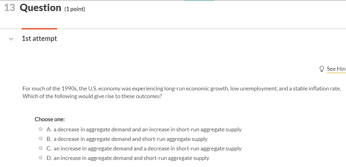 Solved 13 Question (1 point) 1st attempt See Hin For much of | Chegg.com