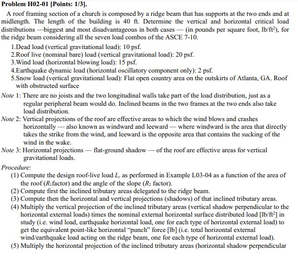 Solved Problem H02-01 [Points: 1/3]. A roof framing section | Chegg.com