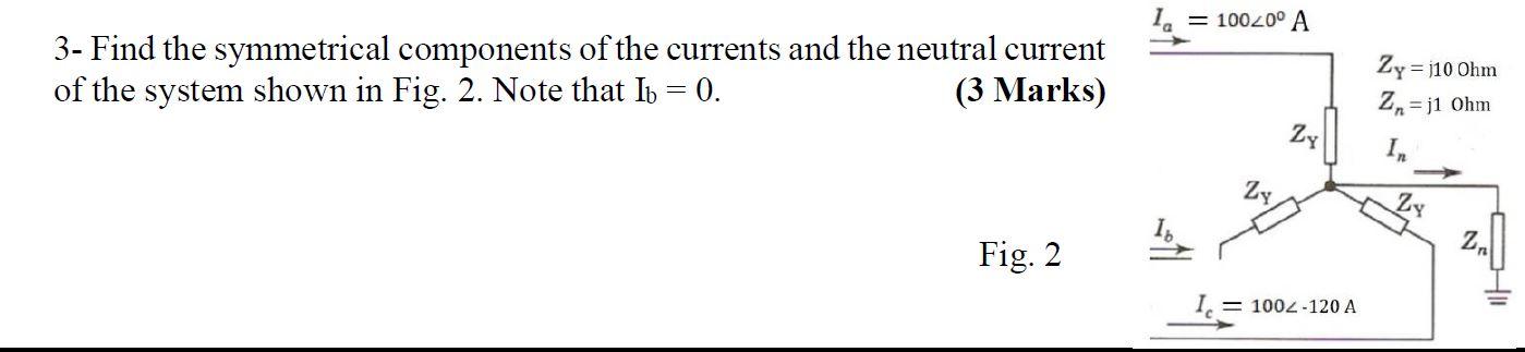 Solved = 10020° A 3- Find the symmetrical components of the | Chegg.com