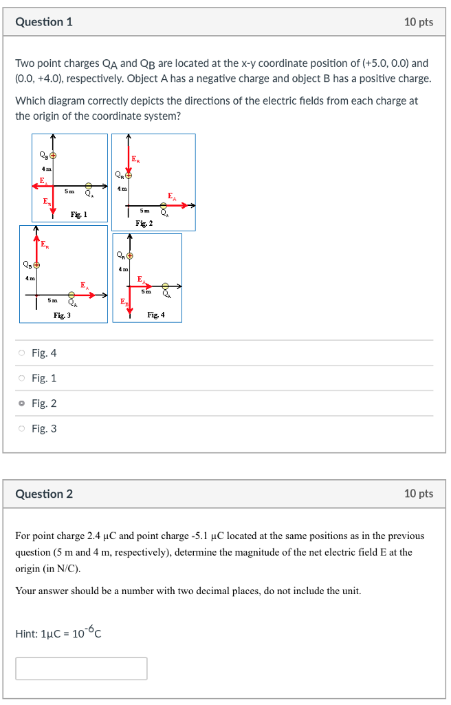 Solved Question 1 10 pts Two point charges QA and QB are | Chegg.com Solved Question 1 10 pts Two point charges QA and QB are | Chegg.com