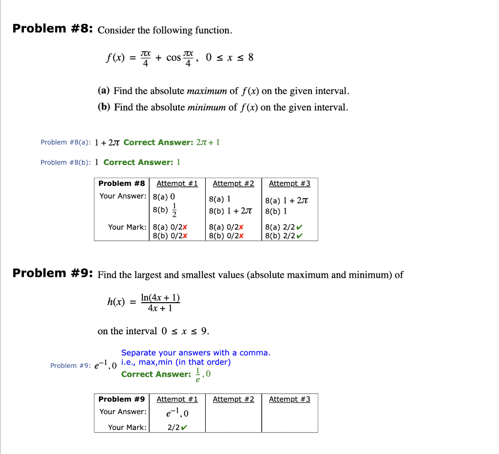 Solved Problem \#8: Consider the following function. | Chegg.com