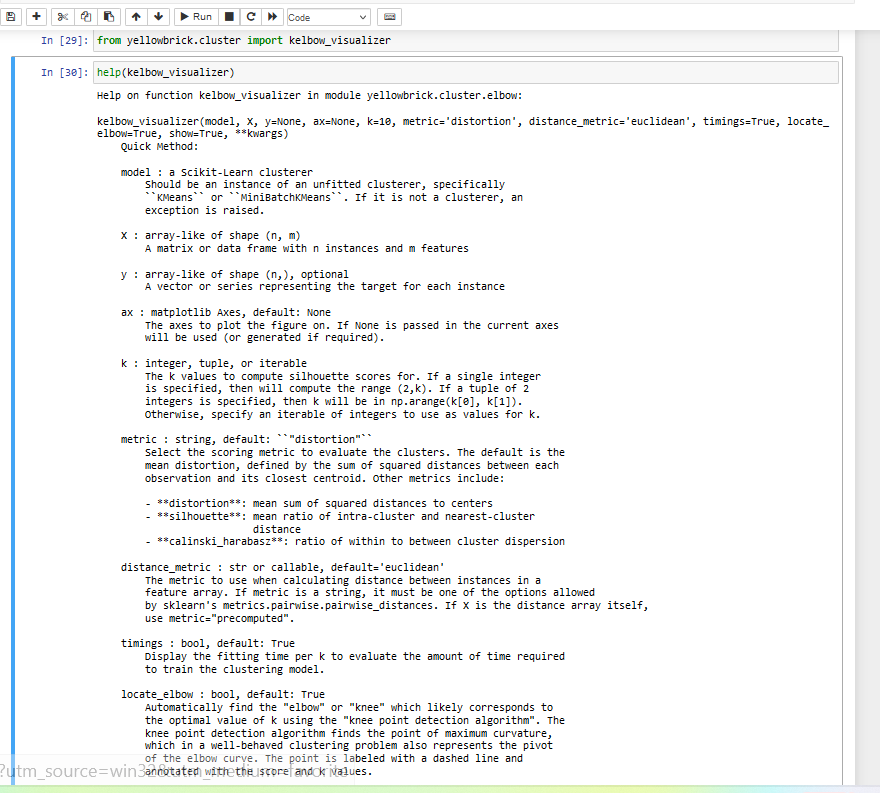 Solved In [29]: from yellowbrick.cluster import | Chegg.com