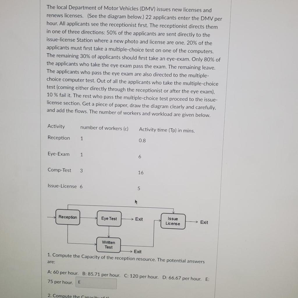 Solved The local Department of Motor Vehicles (DMV) issues | Chegg.com