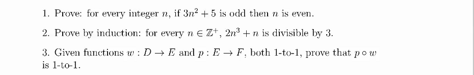 Solved 1. Prove: for every integer n, if 3n2 + 5 is odd then | Chegg.com