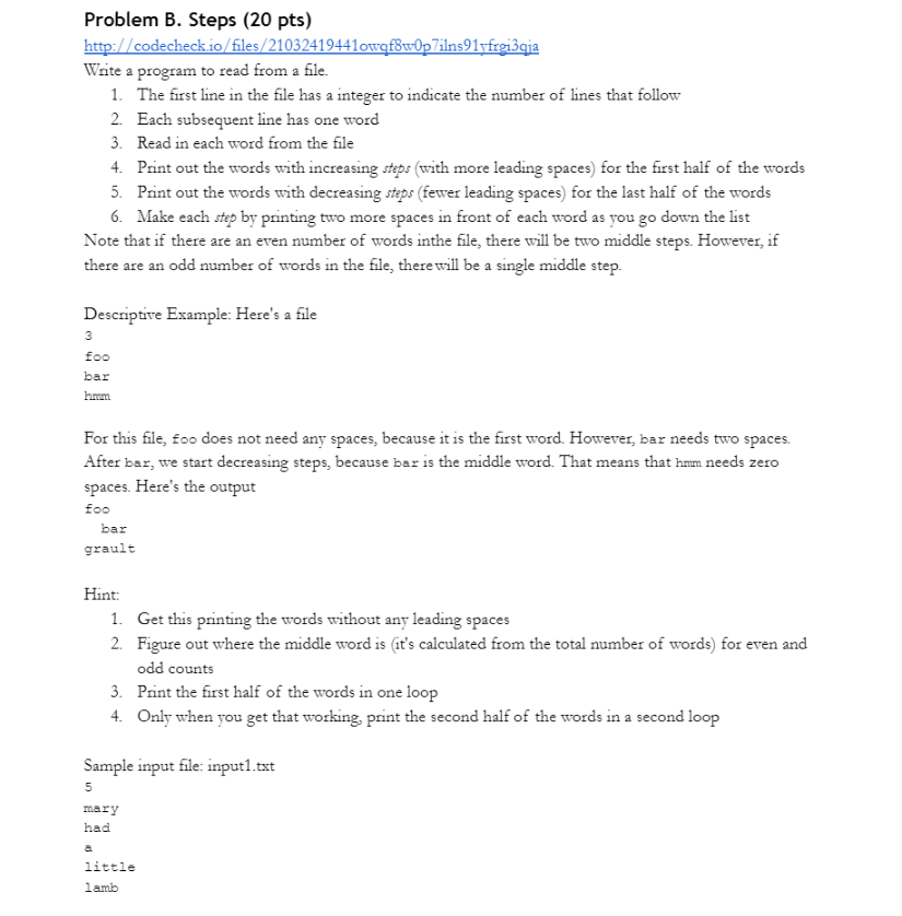 Solved Problem B. Steps (20 pts) | Chegg.com