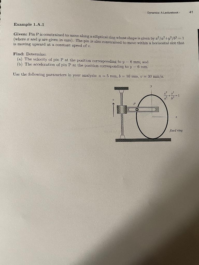Solved Dynamics: A Lecturebook- 41 Example 1.A.1 Given: Pin | Chegg.com