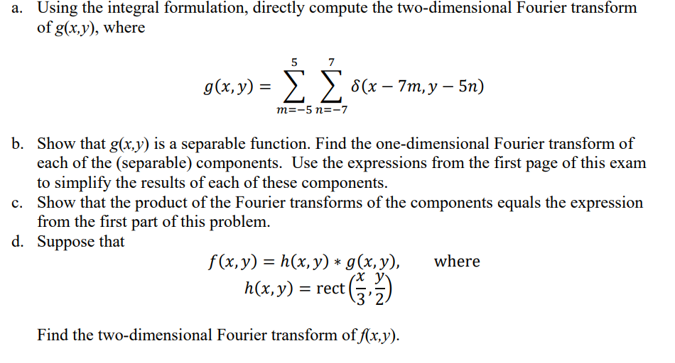 Solved a. Using the integral formulation, directly compute | Chegg.com