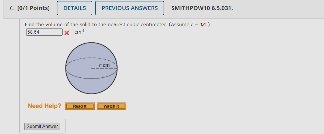 Solved Find the volume of the solid to the nearest cubic | Chegg.com