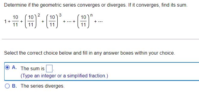 Solved Determine if the geometric series converges or | Chegg.com