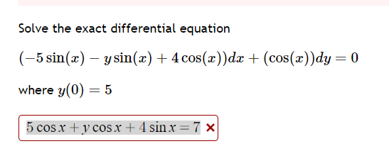 Solved Solve the exact differential equation | Chegg.com