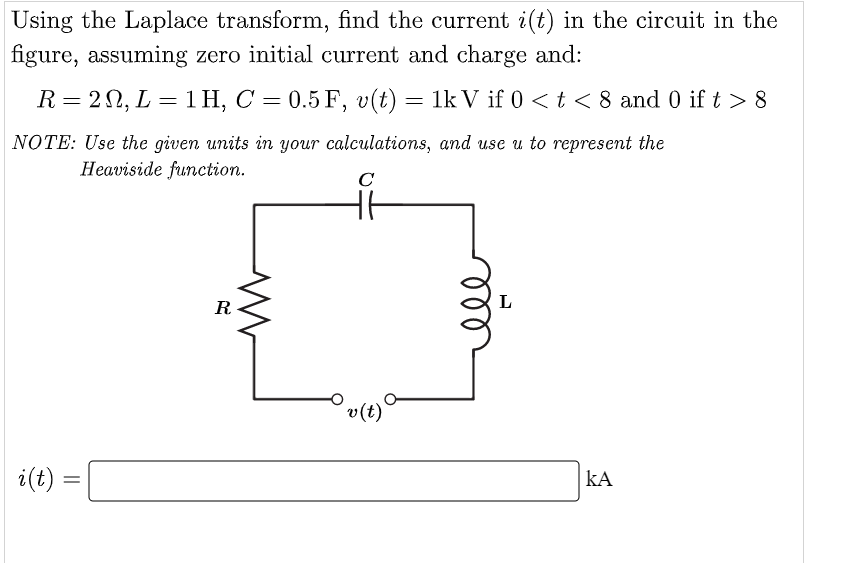 Solved Using the Laplace transform, find the current i(t) in | Chegg.com