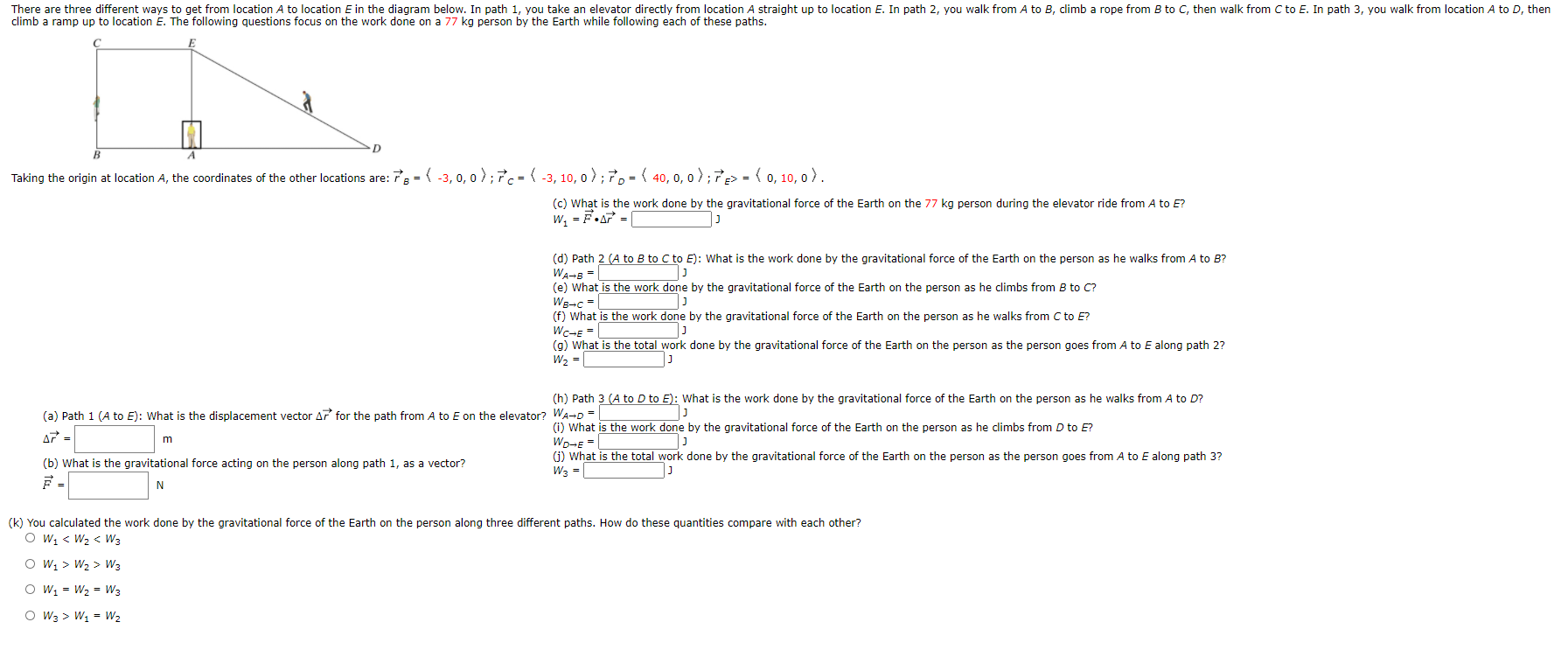 Solved There are three different ways to get from location A | Chegg.com
