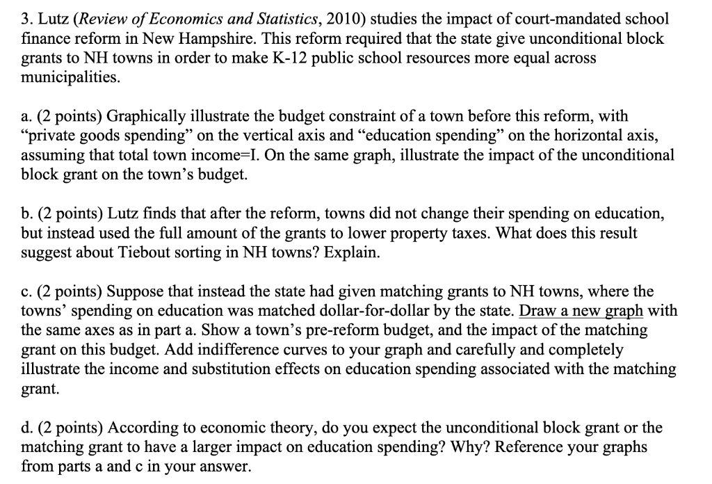 Solved 3. Lutz (Review of Economics and Statistics, 2010) | Chegg.com