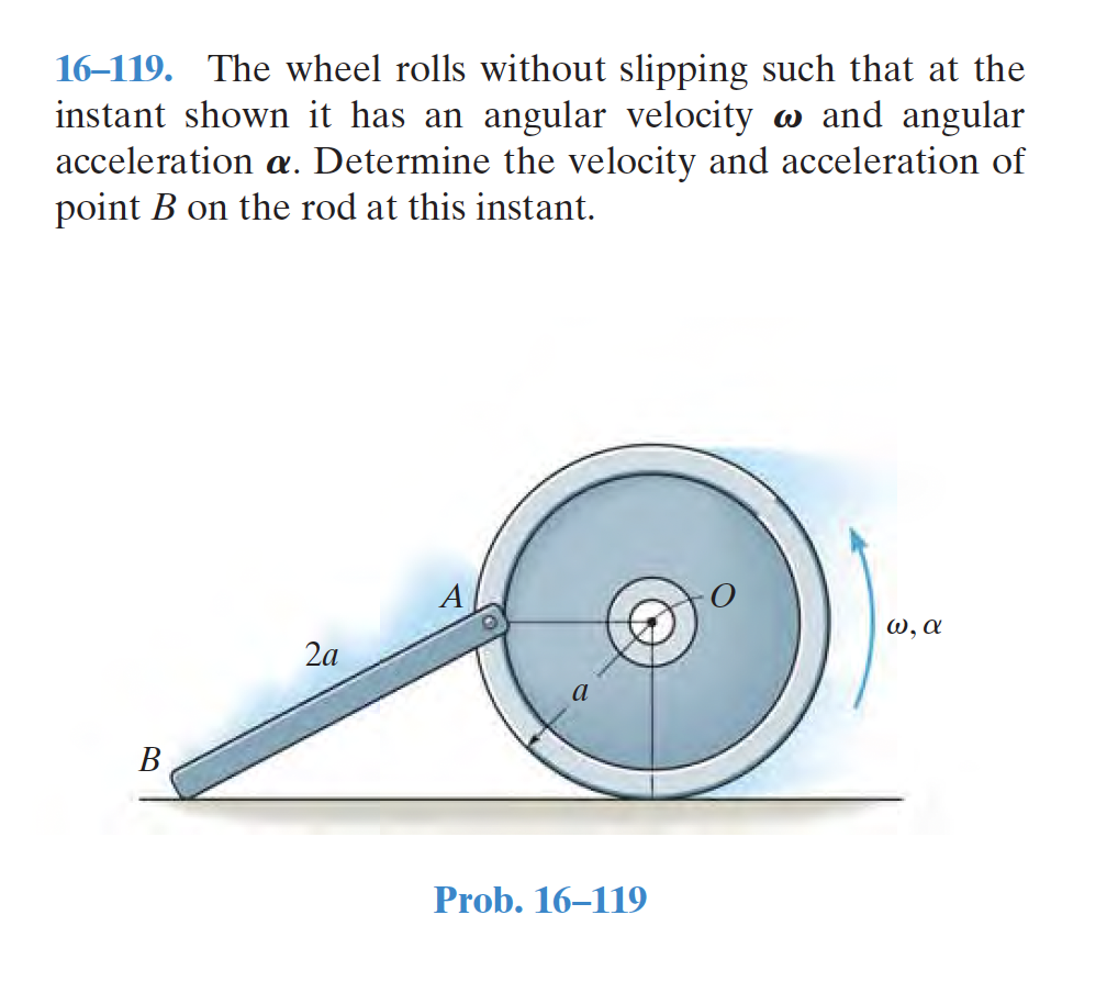 Solved 16-119. ﻿The wheel rolls without slipping such that | Chegg.com