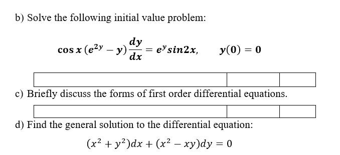 Solved b) Solve the following initial value problem: | Chegg.com