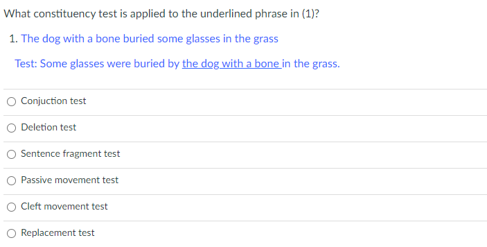 Solved What constituency test is applied to the underlined | Chegg.com