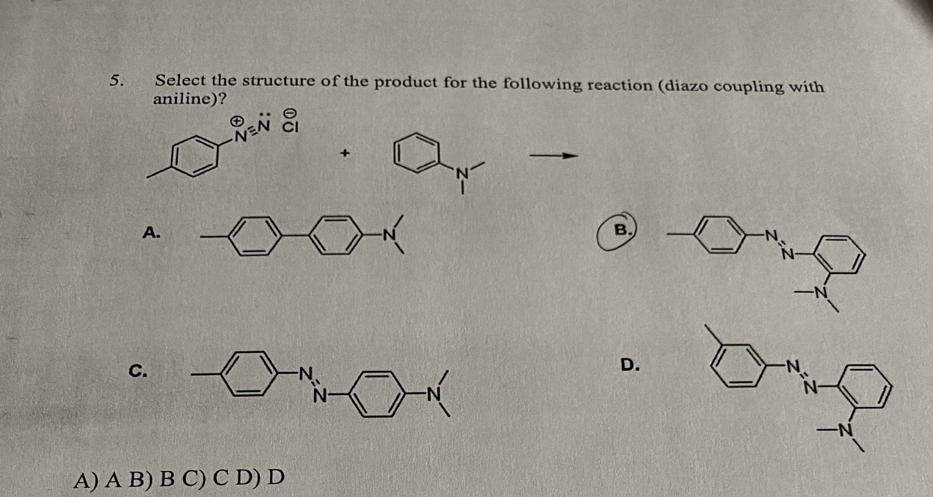 Solved 5. Select the structure of the product for the | Chegg.com