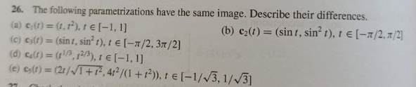 Solved 26 The Following Parametrizations Have The Same