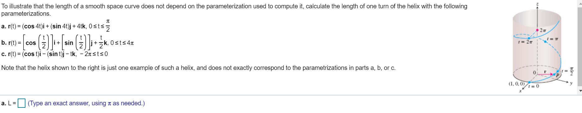 Solved To illustrate that the length of a smooth space curve | Chegg.com