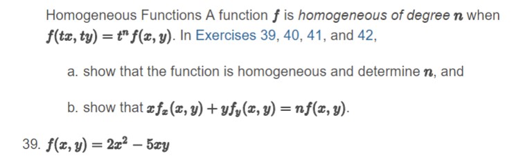 Solved Homogeneous Functions A function f is homogeneous of | Chegg.com