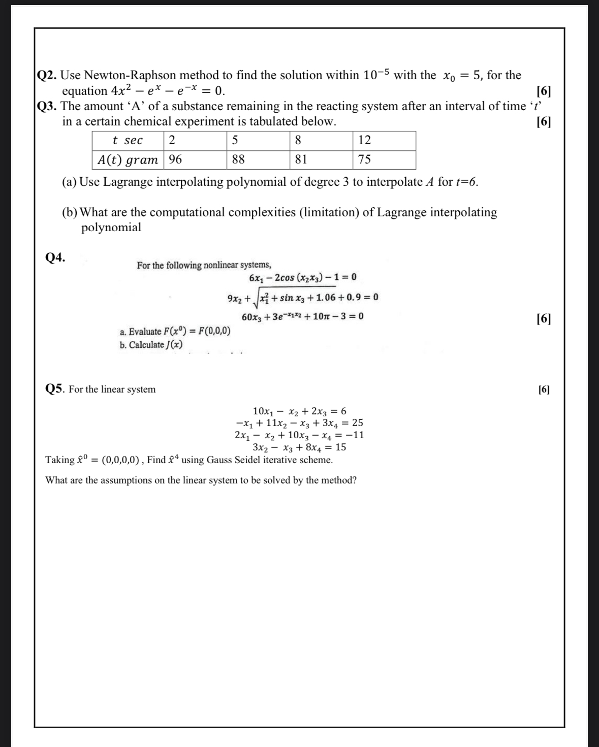 Solved Q2. ﻿Use Newton-Raphson method to find the solution | Chegg.com