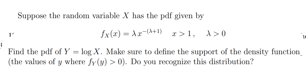 Solved Suppose the random variable X has the pdf given by T | Chegg.com