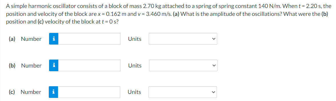 Solved A simple harmonic oscillator consists of a block of | Chegg.com