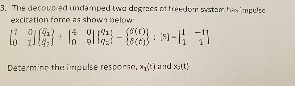 Solved 3. The decoupled undamped two degrees of freedom | Chegg.com