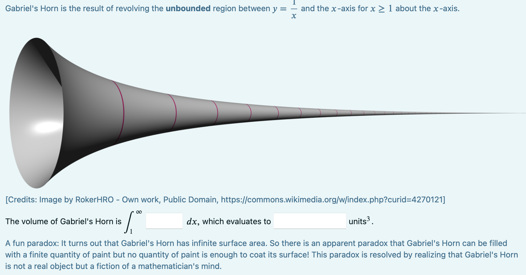 Solved Gabriel's Horn is the result of revolving the | Chegg.com