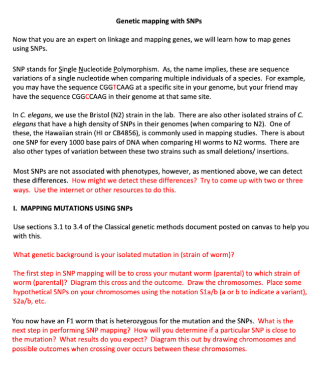 Solved Genetic Mapping With Snps Now That You Are An Expert