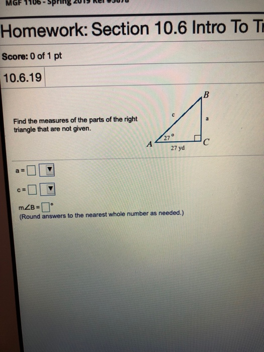 Solved MGF 1106-Spring 20 Homework: Section 10.6 Intro To T | Chegg.com