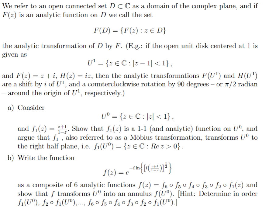 Solved We refer to an open connected set D⊂C as a domain of | Chegg.com