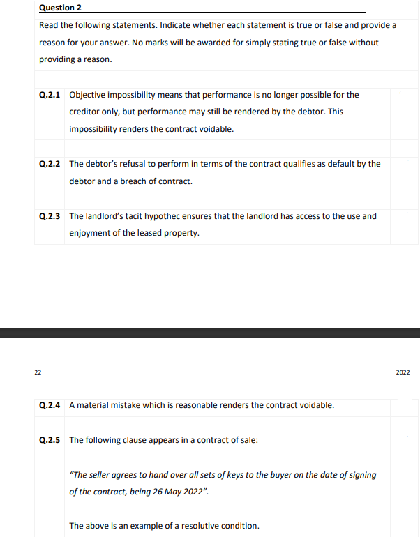 Solved 22 2 Q.2.4 A material mistake which is reasonable | Chegg.com
