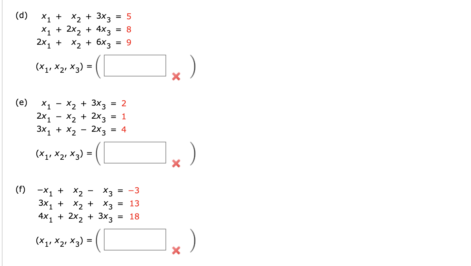 Solved The following systems of equations all have unique | Chegg.com