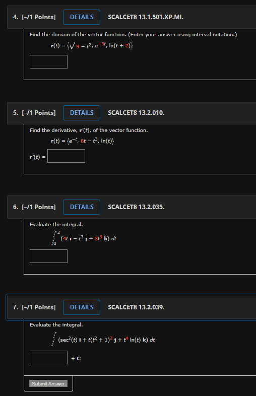 Solved 4. [-/1 Points] DETAILS SCALCET8 13.1.501.XP.MI. Find | Chegg.com