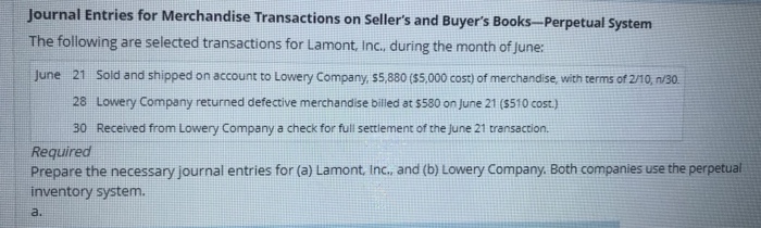Solved Journal Entries for Merchandise Transactions on | Chegg.com