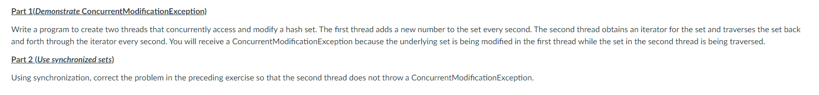 Solved Part 1 Demonstrate Concurrentmodificationexception