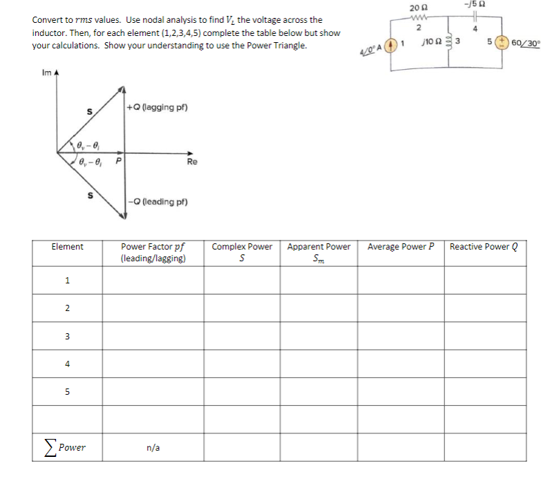 Solved Convert to rms values. Use nodal analysis to find VL | Chegg.com