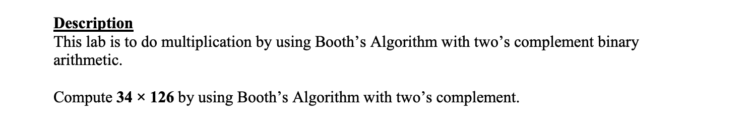 Solved Description This lab is to do multiplication by using | Chegg.com