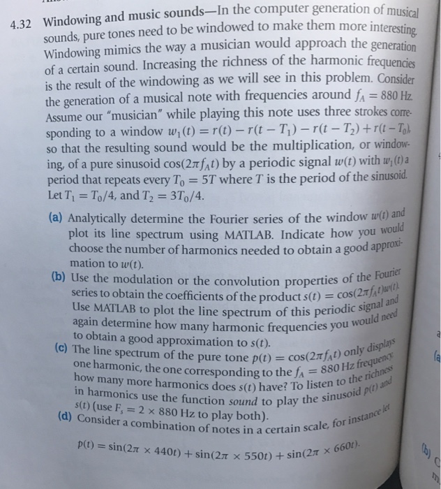 Solved generation offm of musical 4.32 Windowing and music | Chegg.com