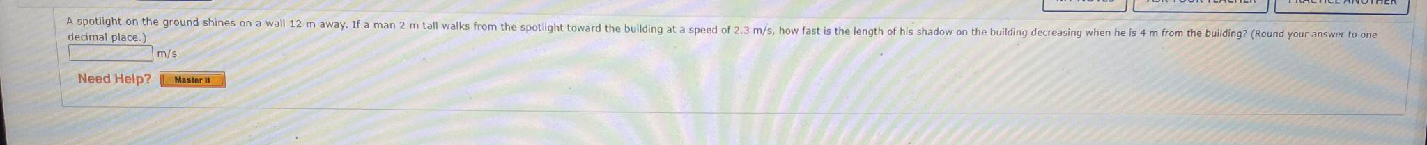 Solved decimal place.) Need Help? \begin{tabular}{l} m/s \\ | Chegg.com