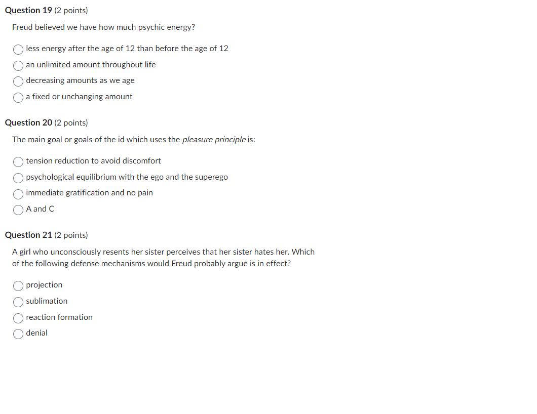 Solved Freud believed we have how much psychic energy? less | Chegg.com